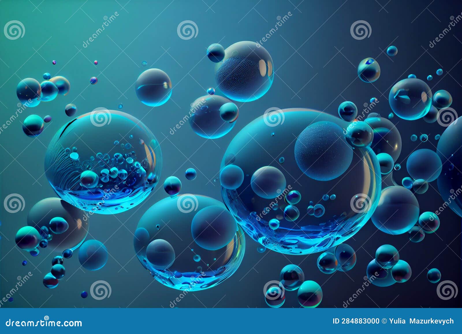 Bubbles in the Water, Macro Photography, Blue Background. AI Generated ...