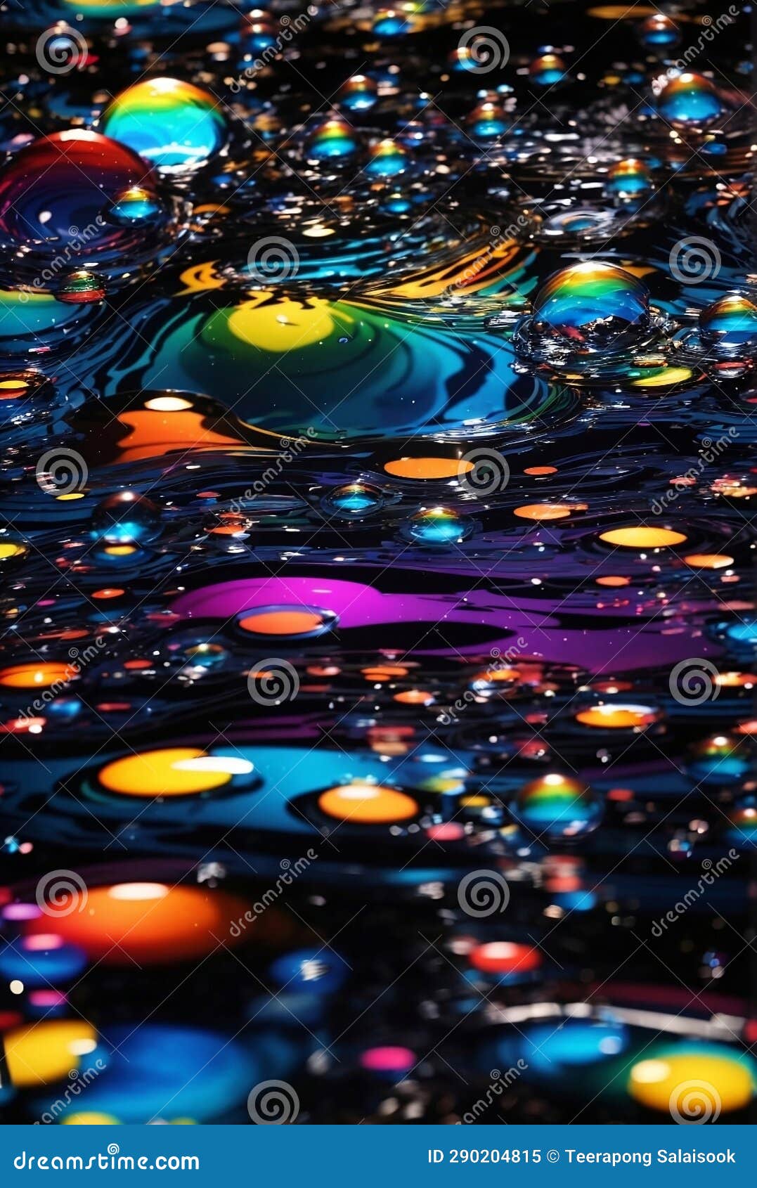 A Bubbles and Water Splash with Rainbow Reflection Water Stock ...