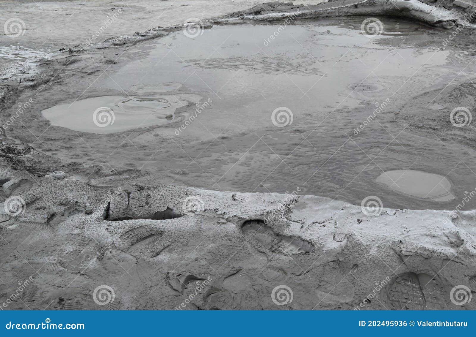 Bubbling Crater of a Mud Volcano. Close Up View Onto Gas Bubble ...