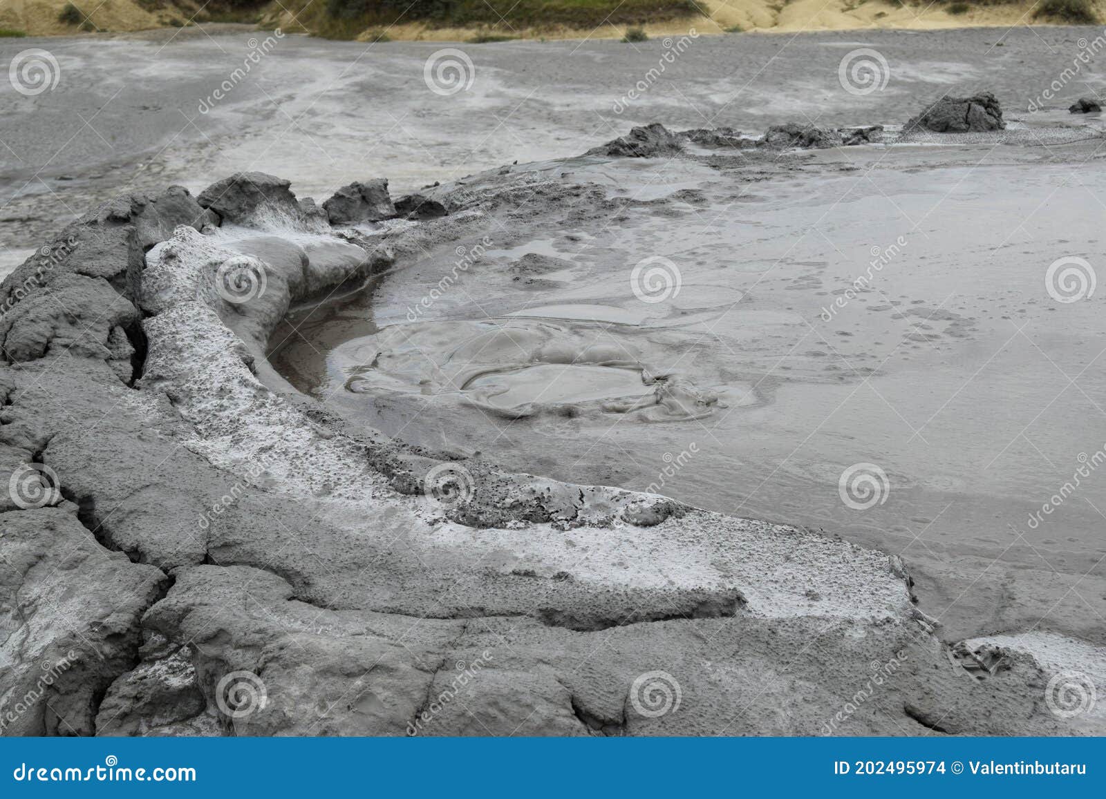 Bubbling Crater of a Mud Volcano. Close Up View Onto Gas Bubble ...
