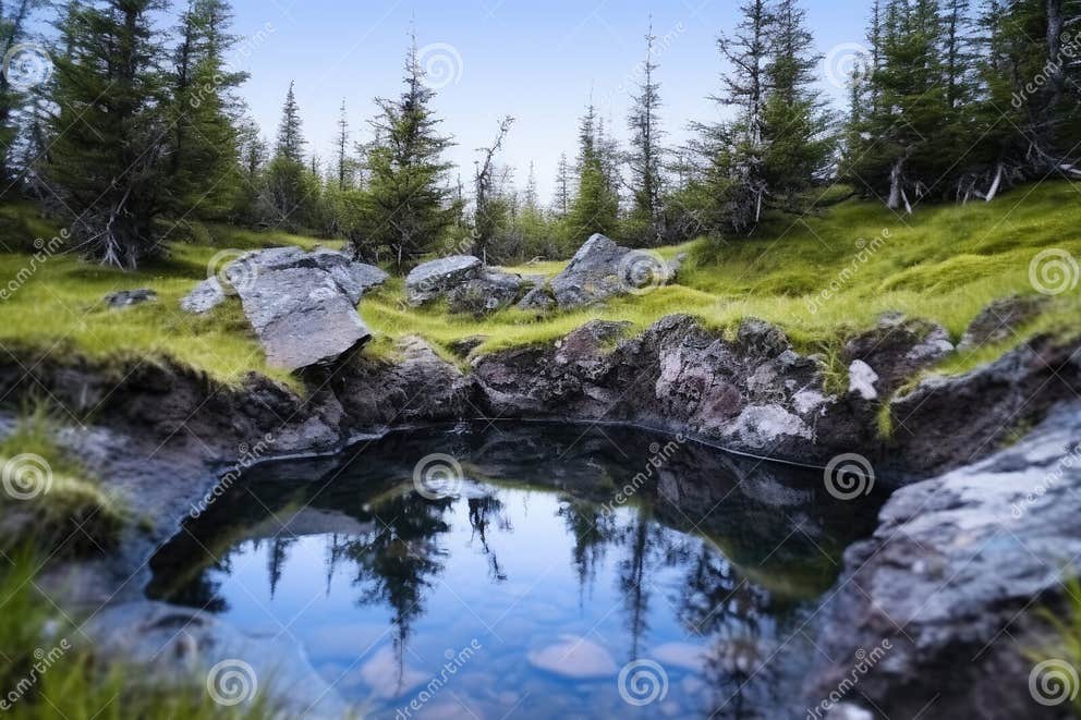 A Bubbling Hot Spring in an Untouched Wilderness Stock Image - Image of ...