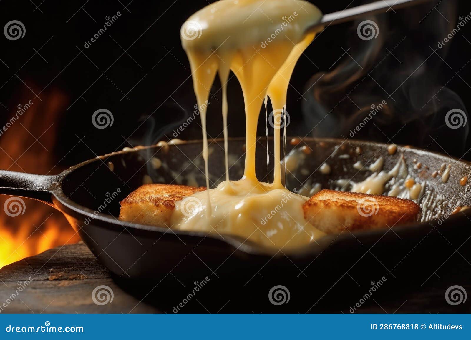 Bubbling Melted Cheese on Frying Pan Stock Photo - Image of tasty ...