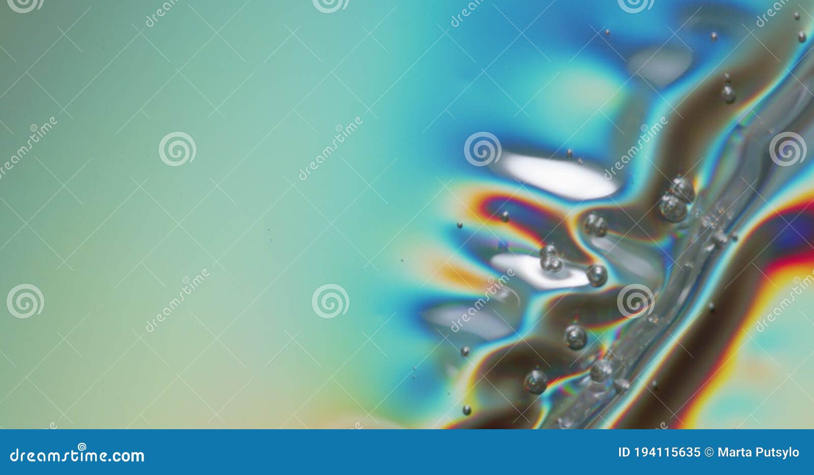 Bubbling Iridescent Blue Sea Salt Water With Waves, Spills, Bubbles ...