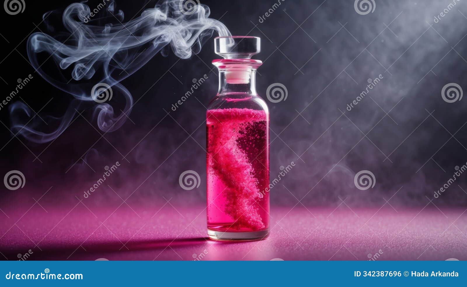 Bubbling Pink Potion with Smoke in a Slender Bottle: Magic or Science ...