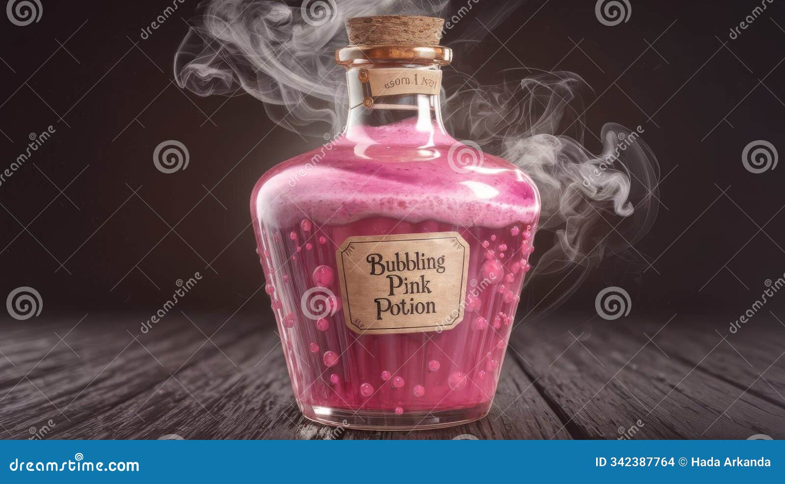 Bubbling Pink Potion with Smoke in a Slender Bottle: Magic or Science ...