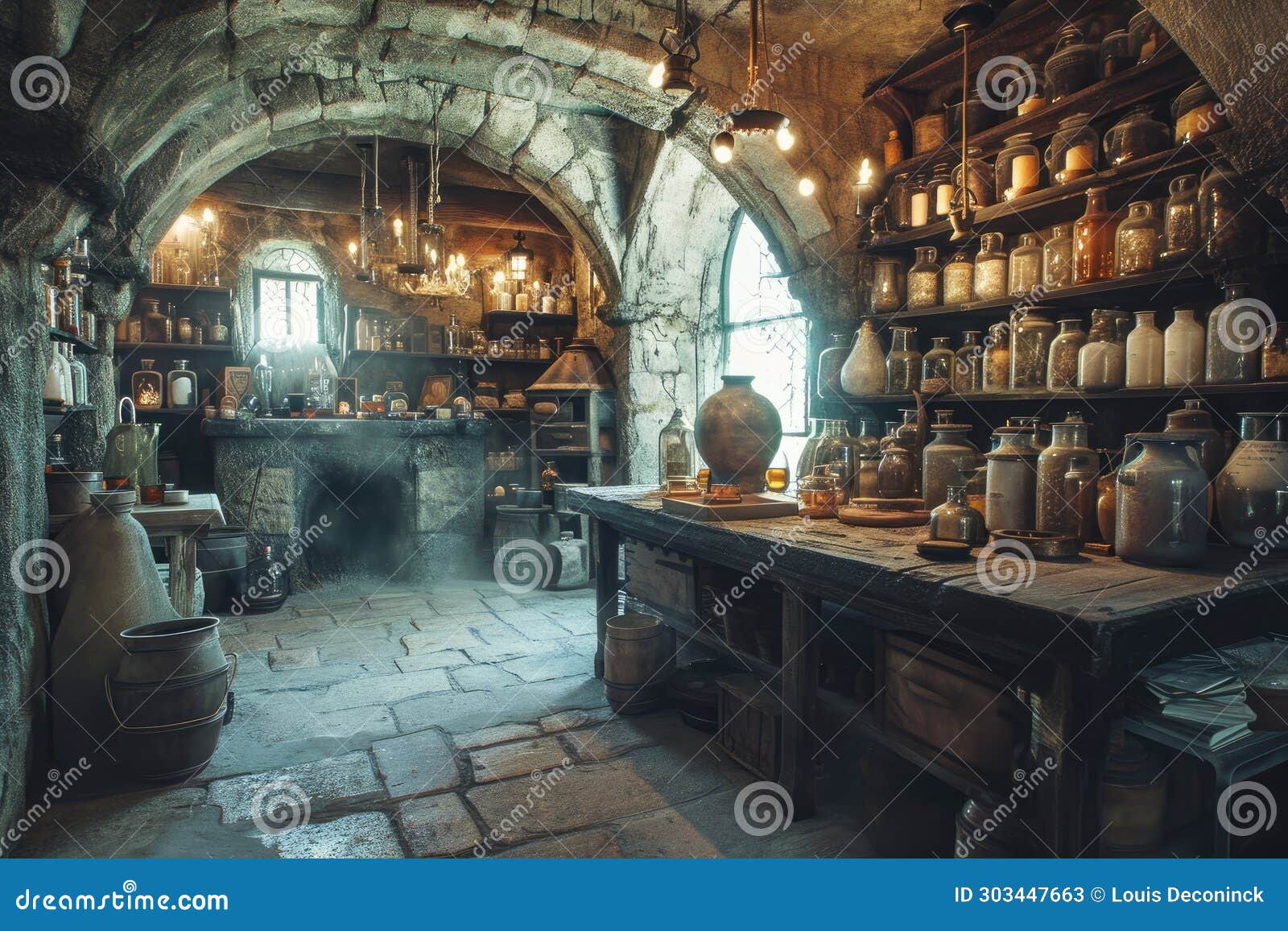 Bubbling Potions and Mystical Alchemy Stock Illustration - Illustration ...