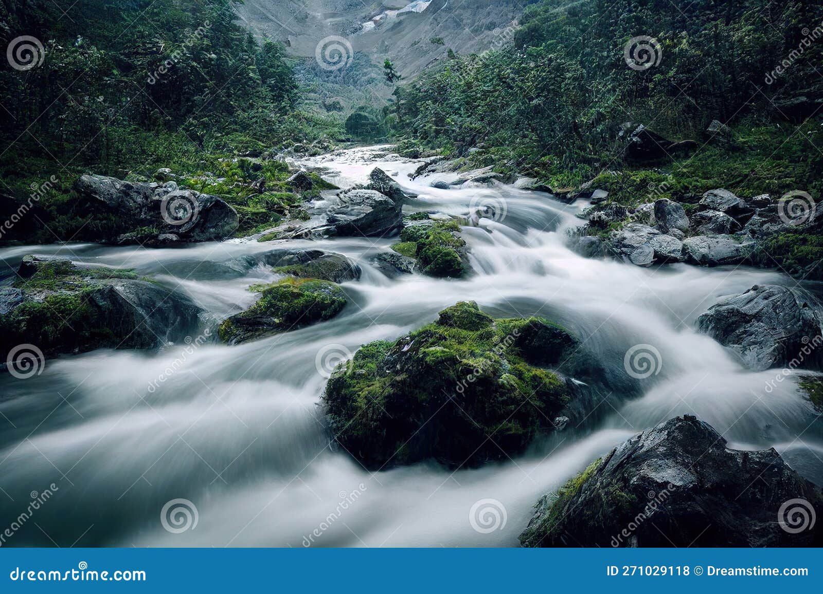 Bubbling Rocky Mountain River Surrounded by Wildlife and Mountains ...