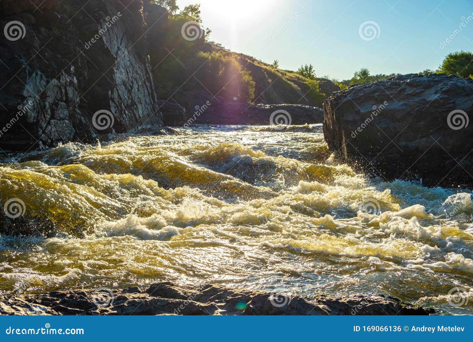Bubbling Stream of Water on a Summer Day Mountain River Bright Sunlight ...