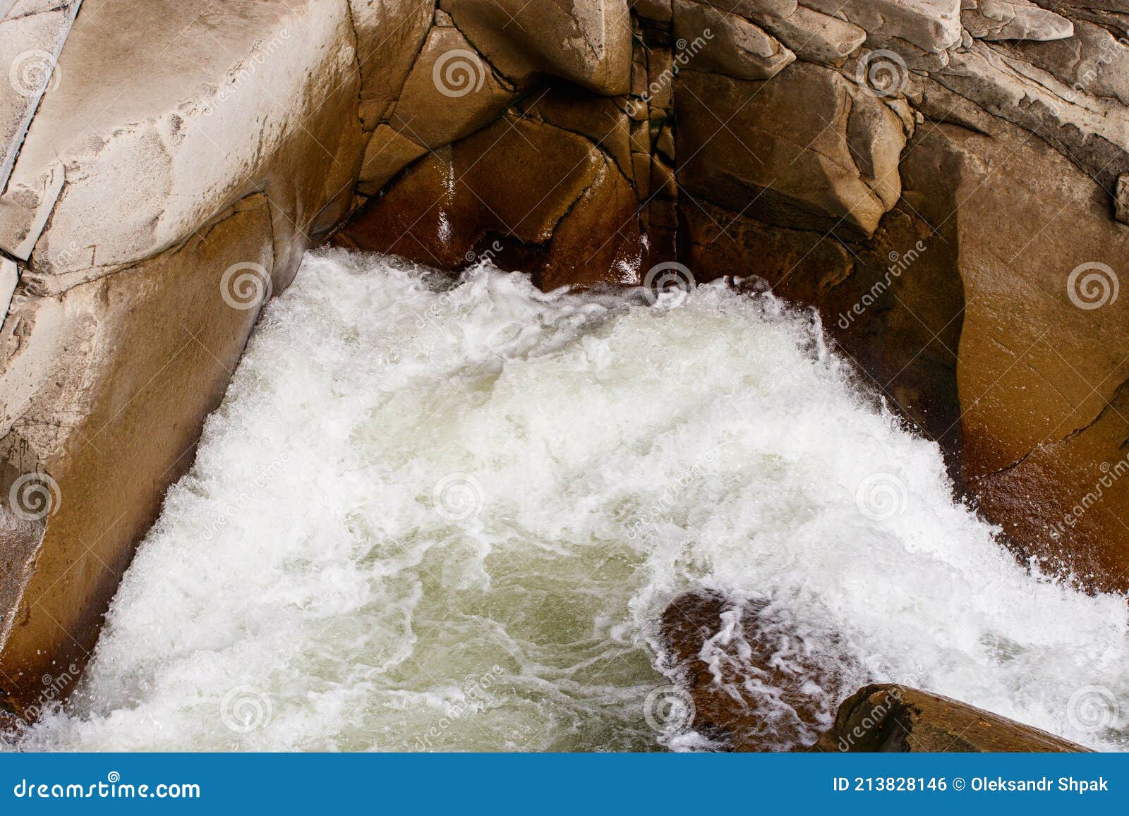 Bubbling Water and Stones. Falling Waterfall Stock Photo - Image of ...