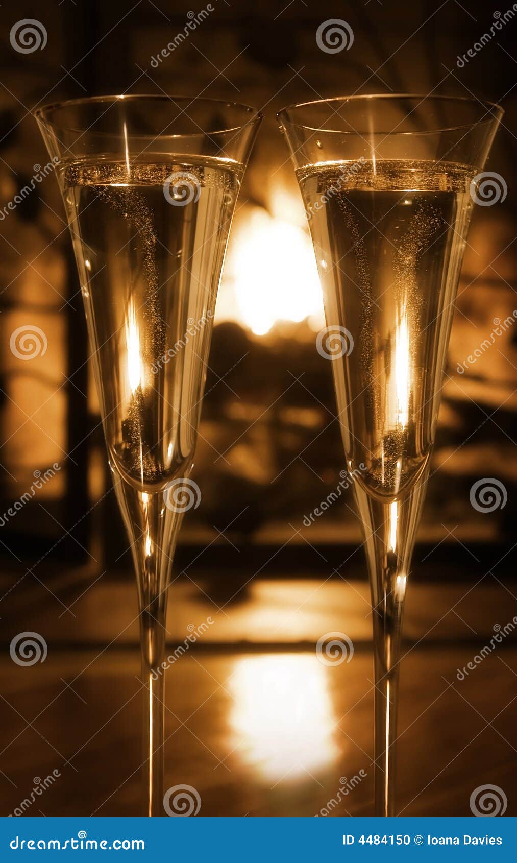 Bubbly Champagne by the Fire Stock Photo - Image of glow, classic: 4484150