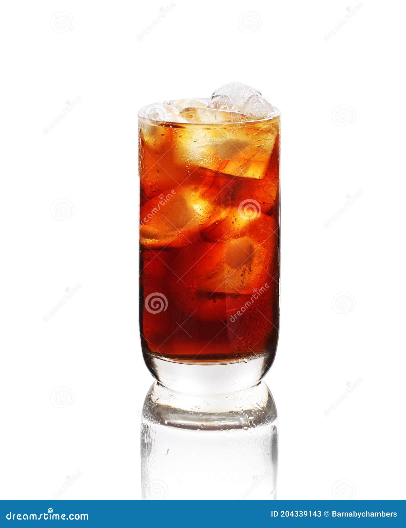 Bubbly Cola with a Ice Cubes Isolated on White Stock Image - Image of ...