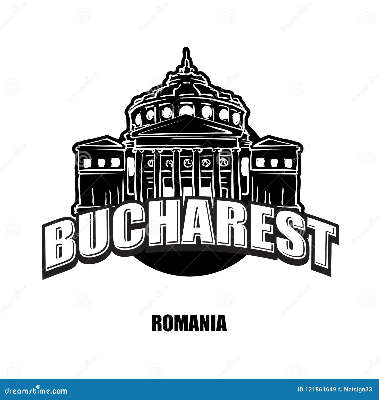 Bucarest, Roumanie, Logo Noir Et Blanc Illustration de Vecteur ...