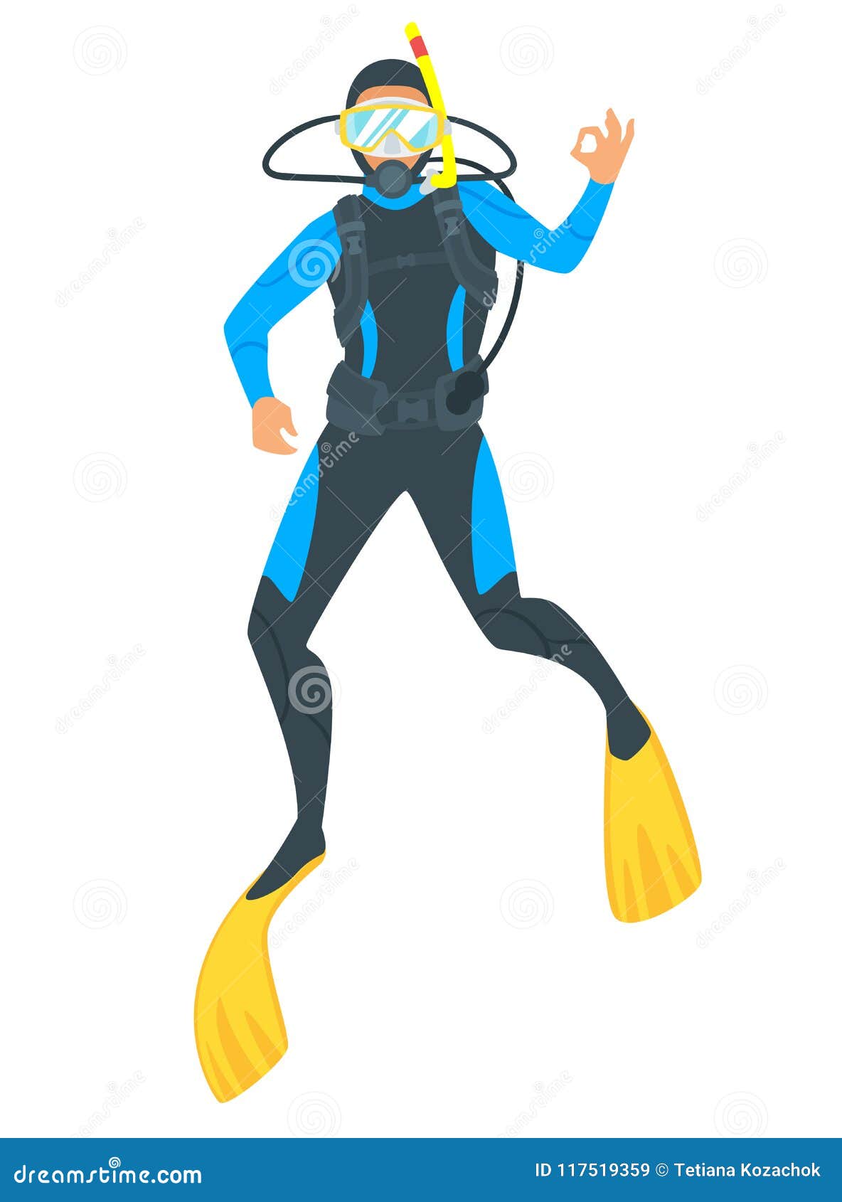 Buceador En El Fondo Blanco Ilustración del Vector - Ilustración de ...