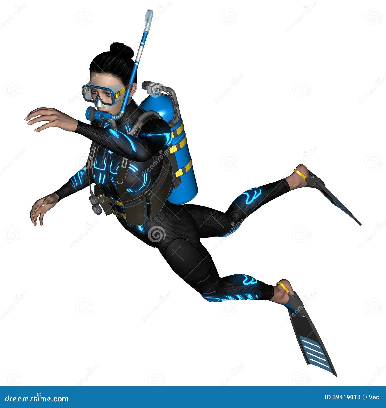 Buceador femenino stock de ilustración. Ilustración de regulador - 39419010