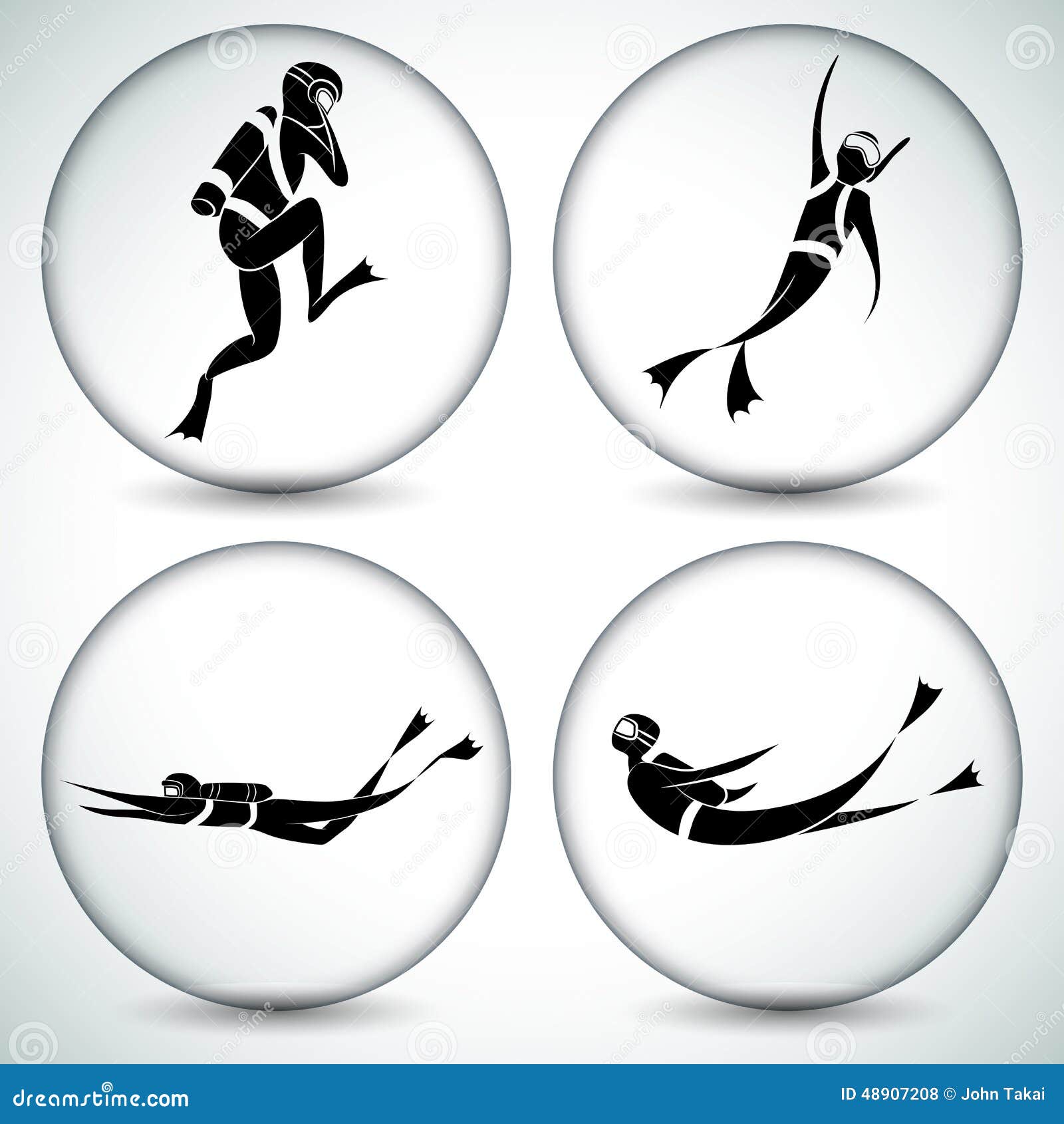 Buceador Icon Set ilustración del vector. Ilustración de redondo - 48907208