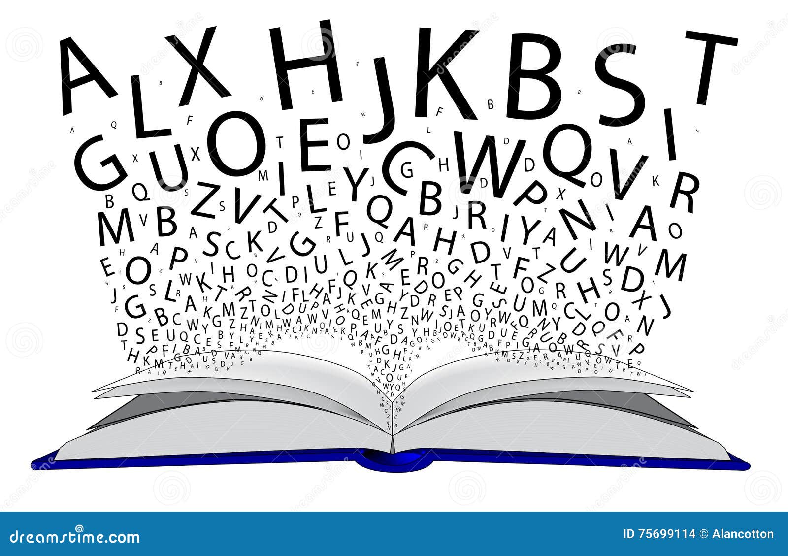 Buch der Zeichen vektor abbildung. Illustration von alphabet - 75699114