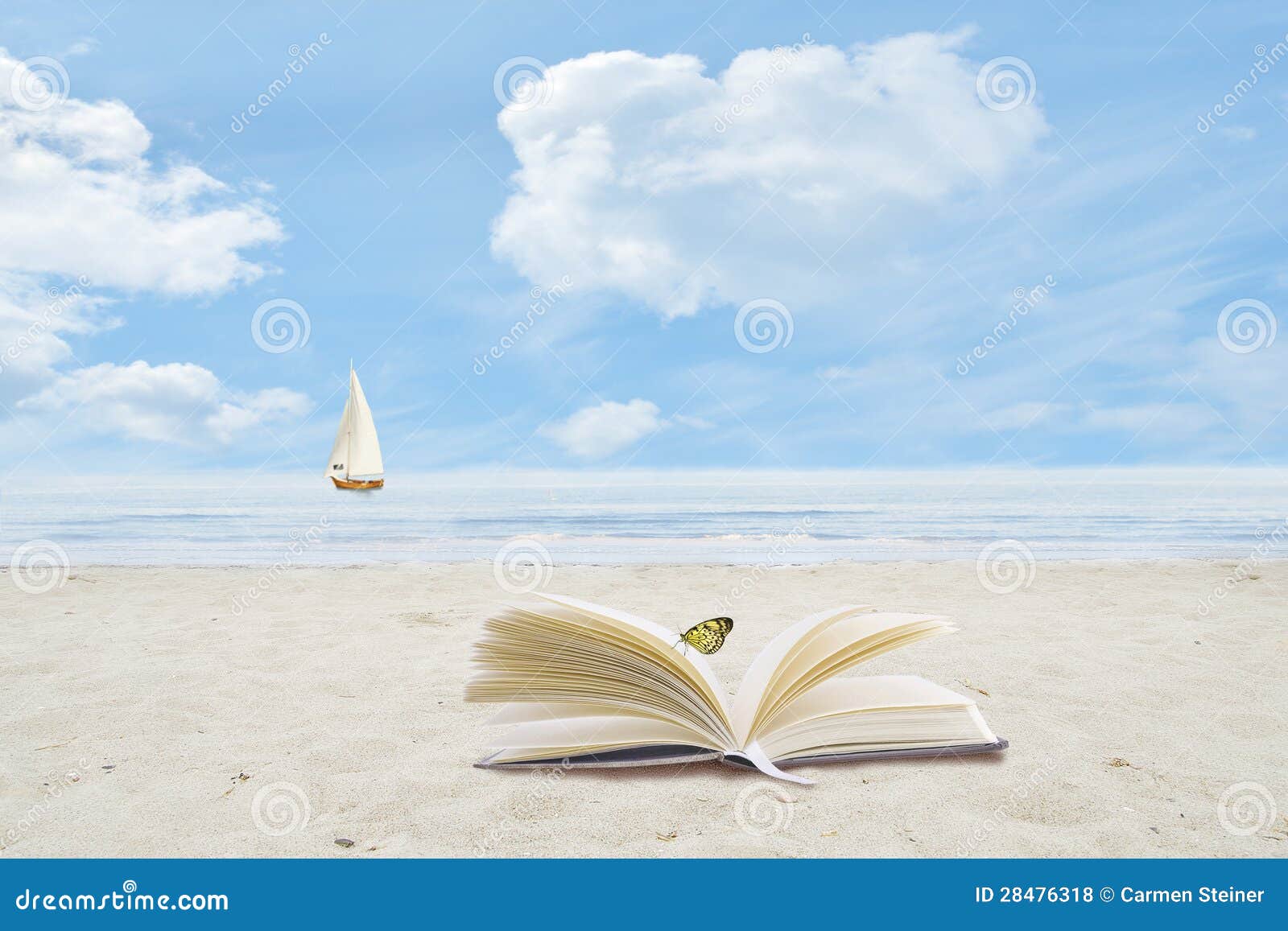 Buch Offen Auf Sandy-Strand Stockfoto - Bild von seiten, meer: 28476318