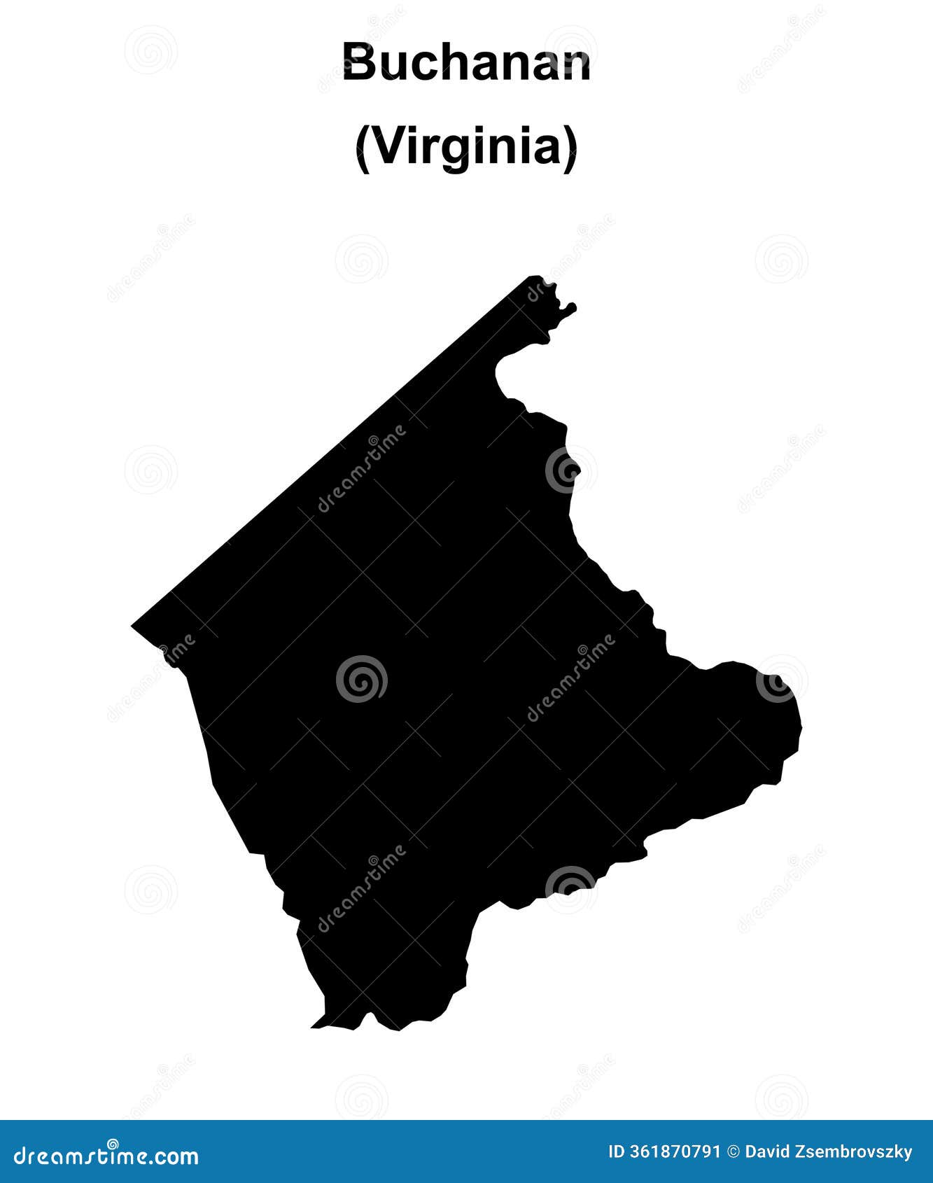 Map Of Buchanan County In Virginia State On White Background. Single ...