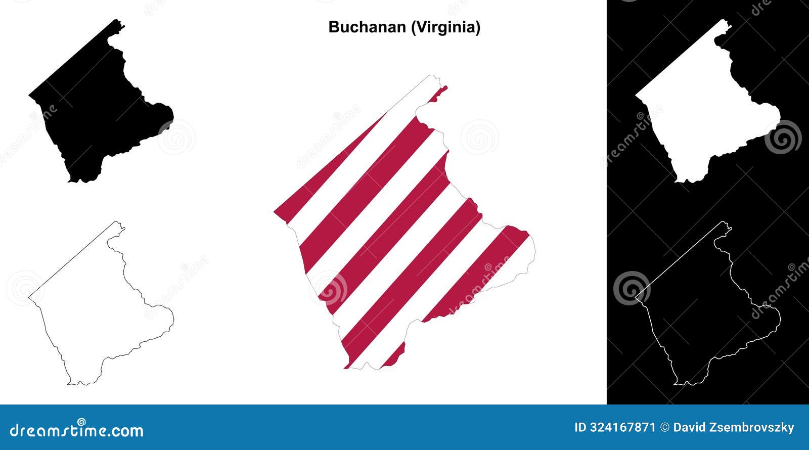 Map Of Buchanan County In Virginia State On White Background. Single ...