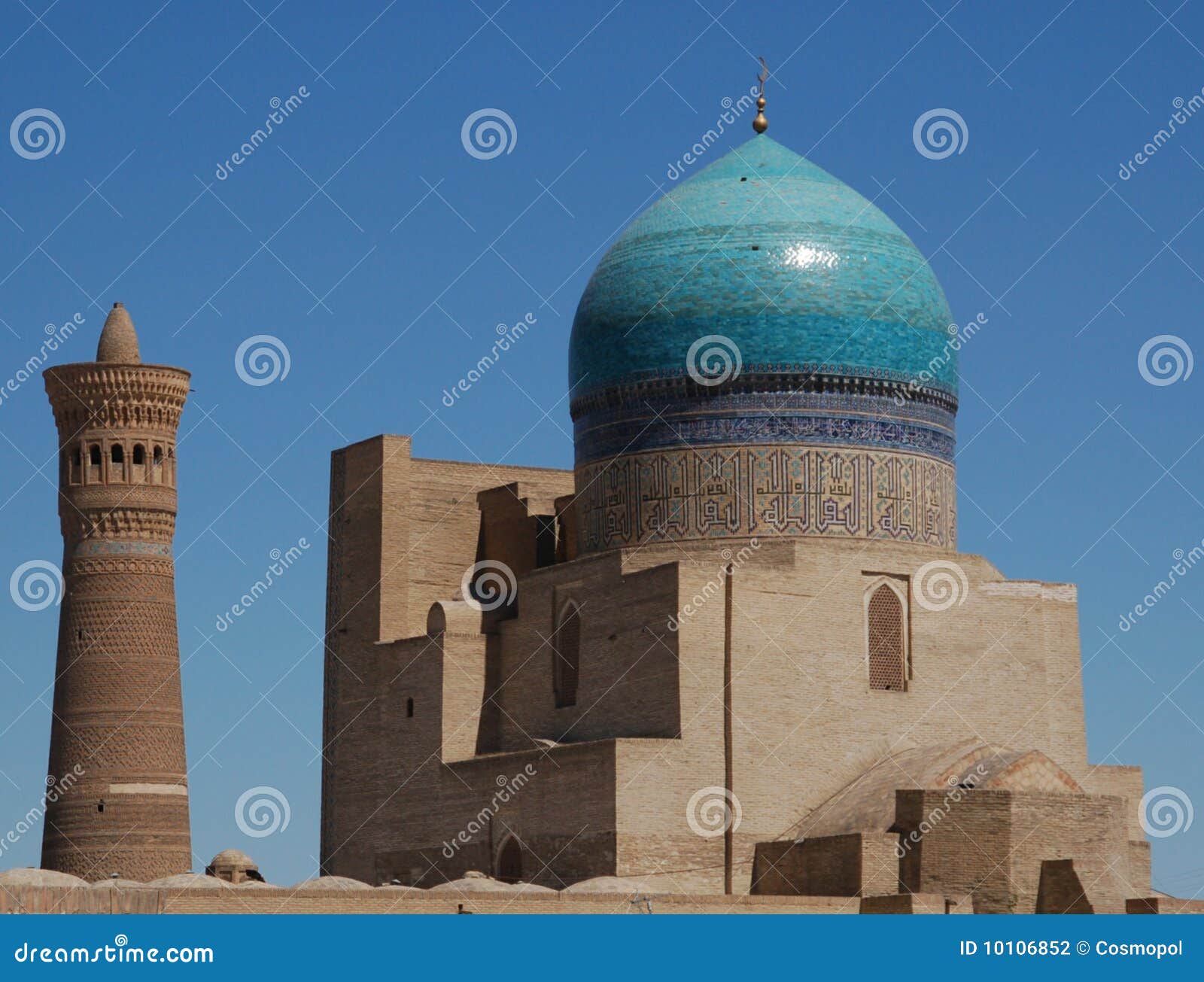 Buchara Kalon Mosque and Minaret Stock Photo - Image of road, minaret ...
