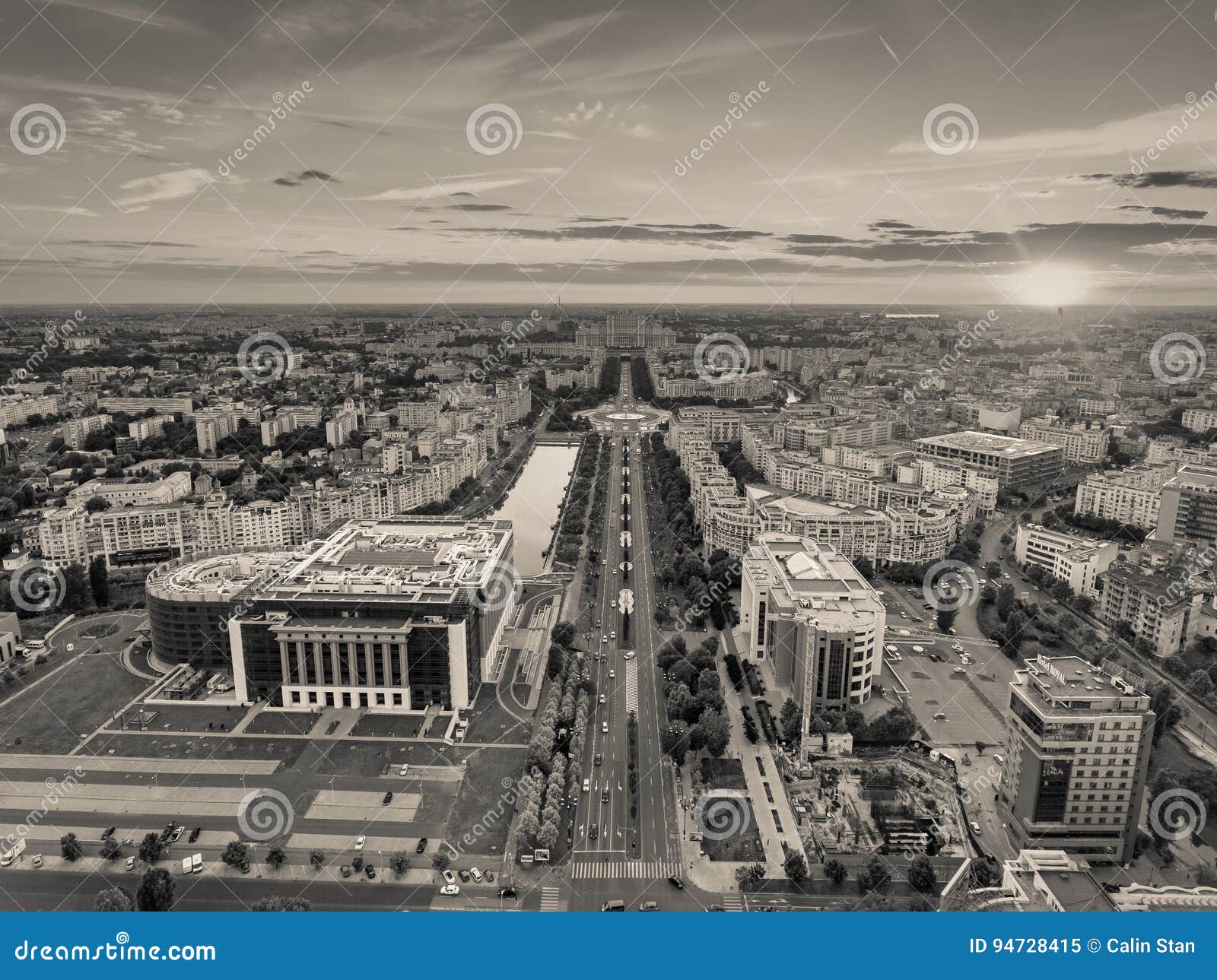 Bucharest from Above Black and White Version Editorial Image - Image of ...