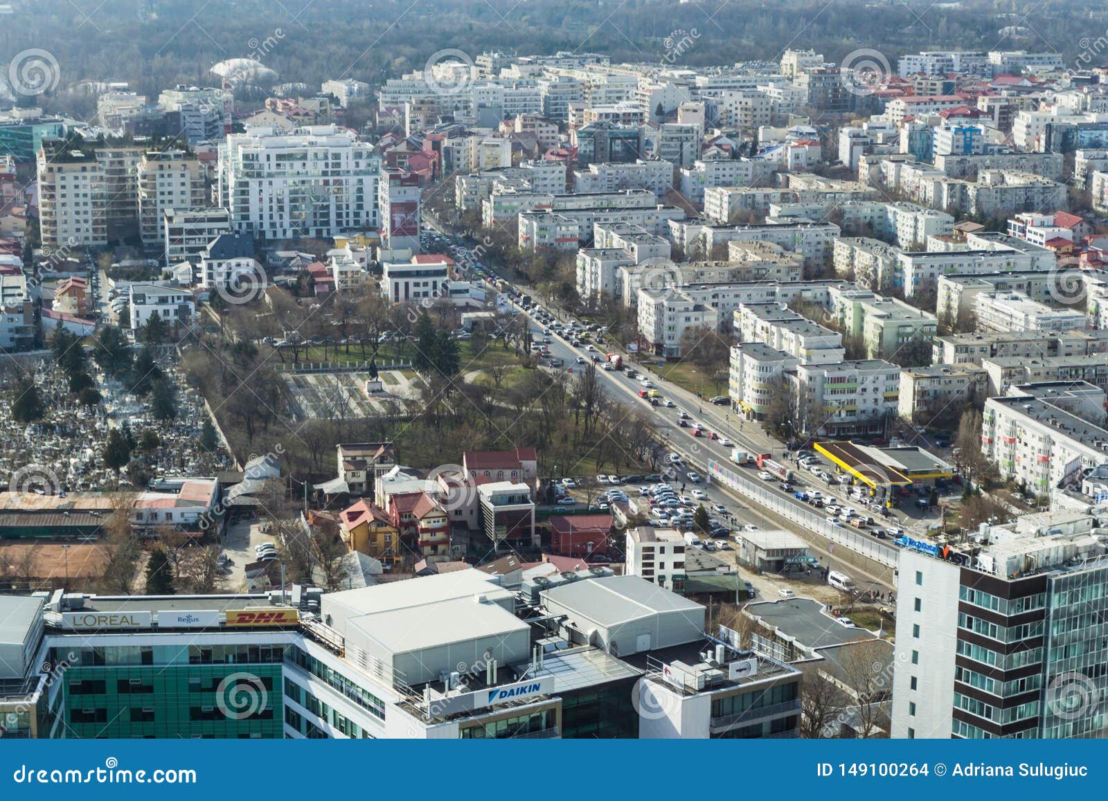 Bucharest - aerial view editorial stock image. Image of road - 149100264