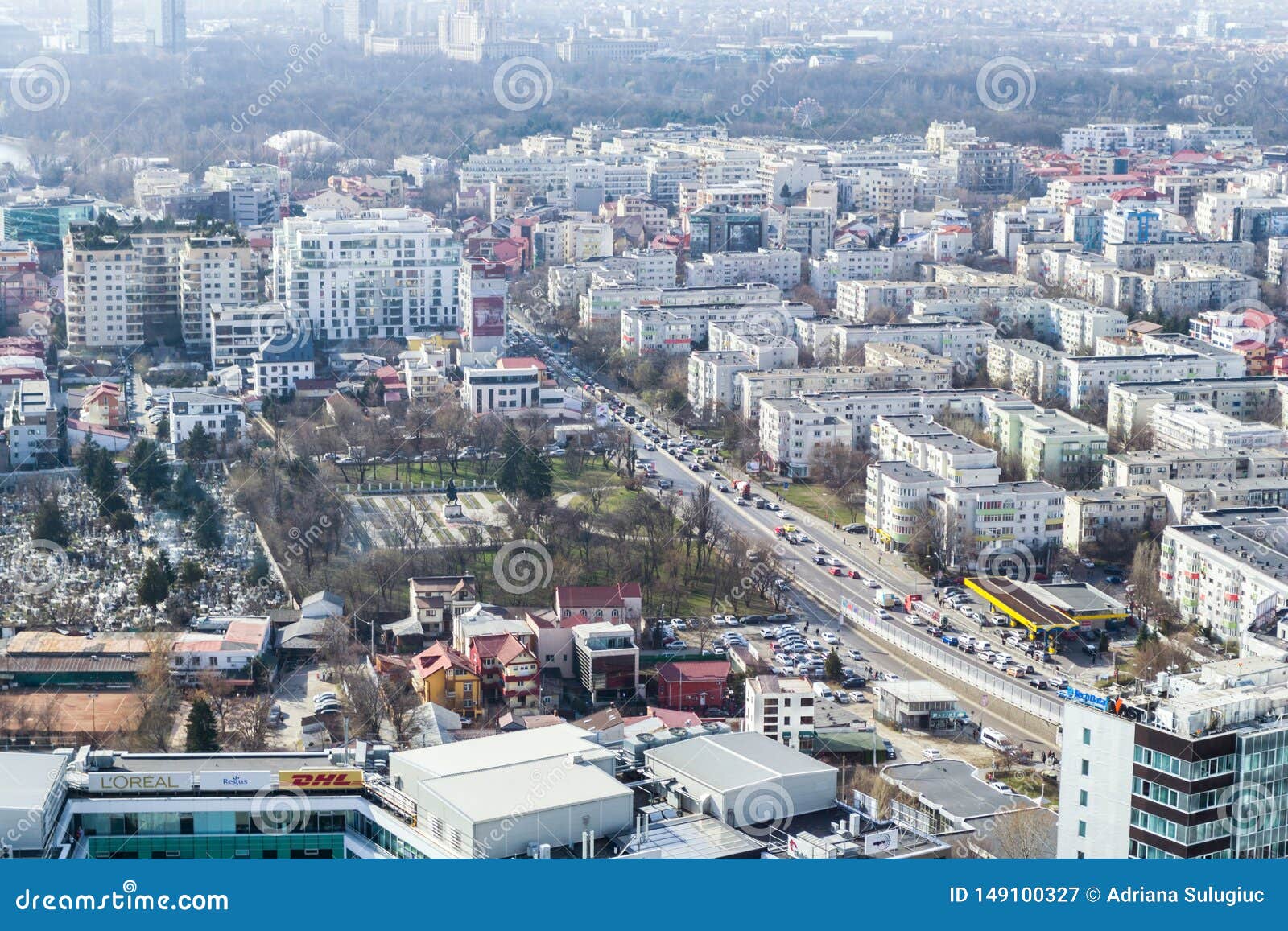 Bucharest - aerial view editorial photography. Image of building ...