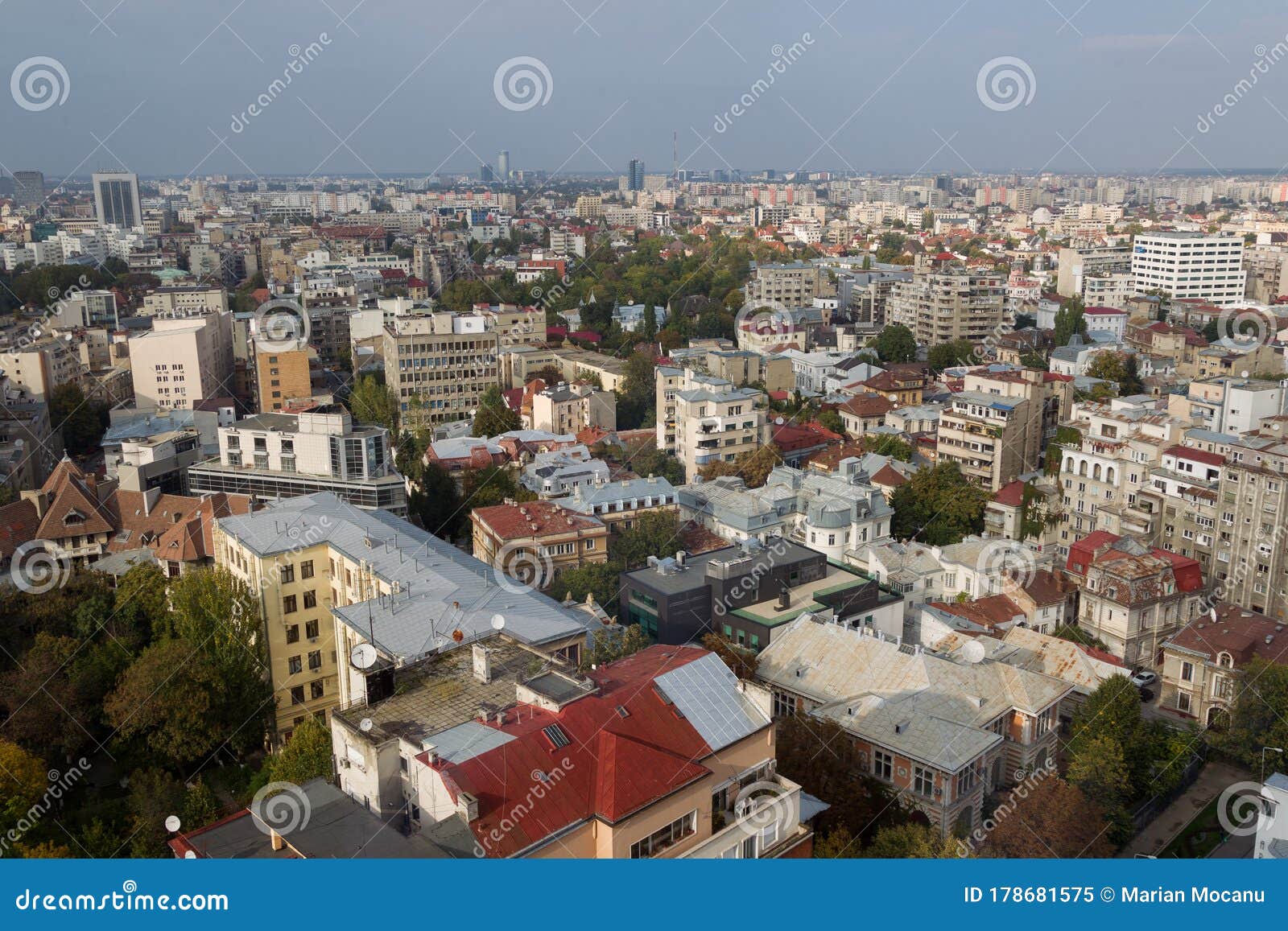 Bucharest - Aerial View in a Sunny Day Stock Image - Image of site ...