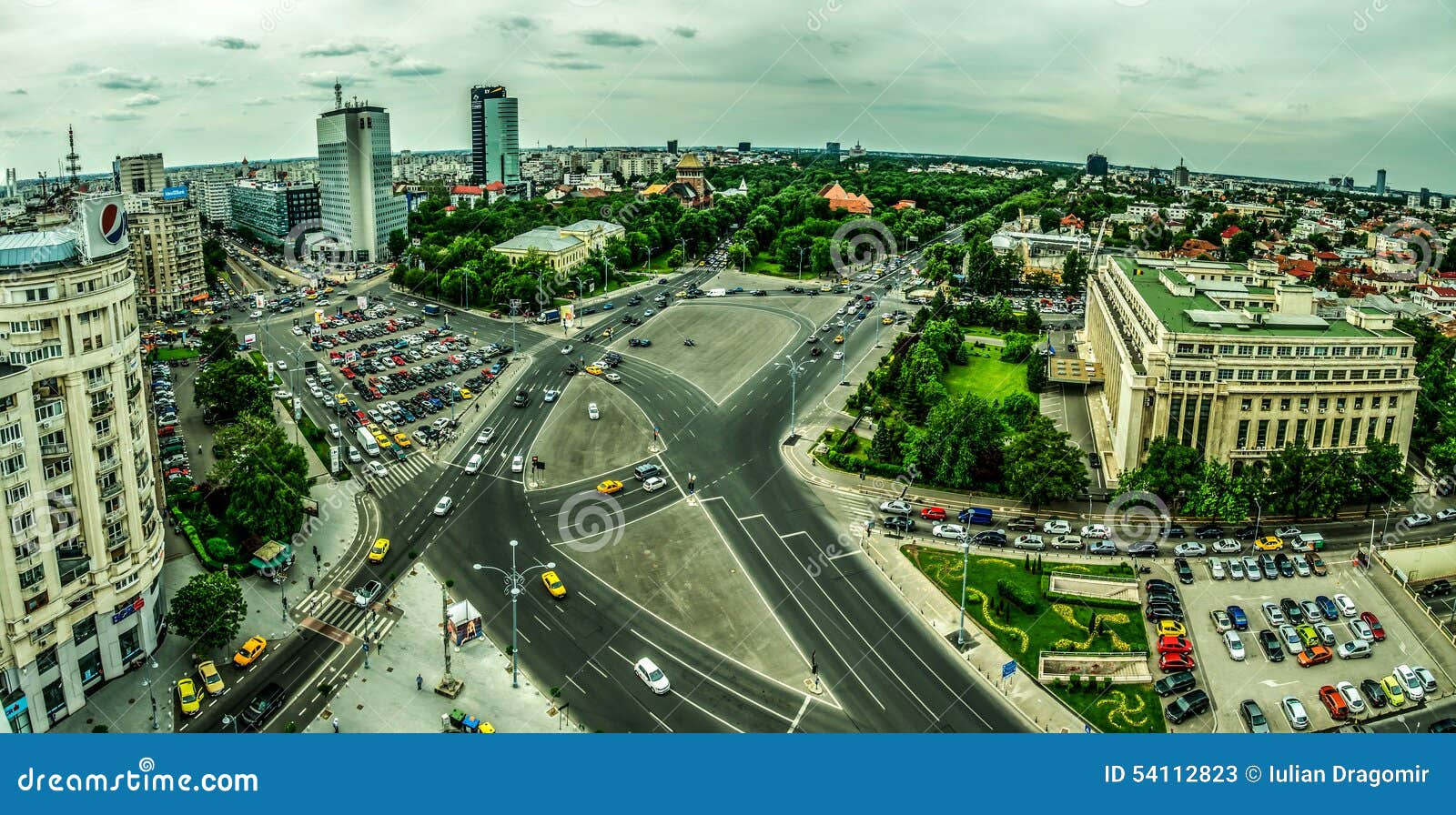 Bucharest Aerial View -- Victory Square Editorial Stock Photo - Image ...