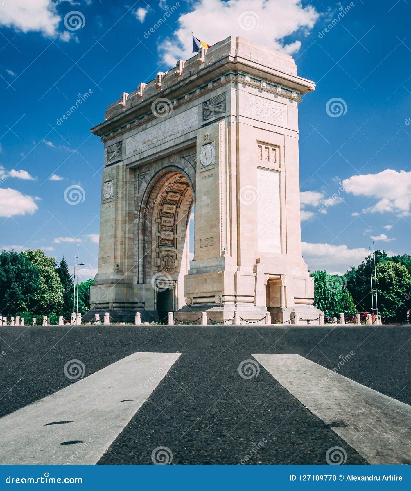 Bucharest, Romania, August 2018: Arcul De Triumf Stock Photo - Image of ...