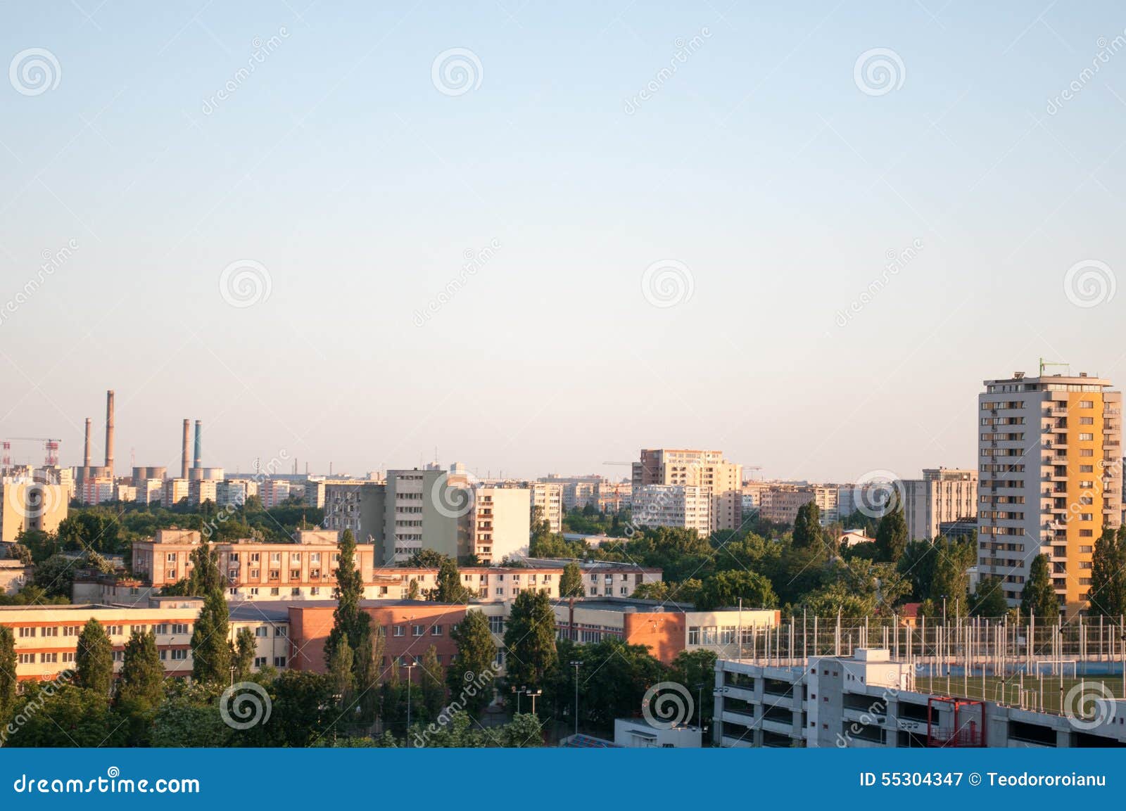 Bucharest blocks panorama editorial photography. Image of transport ...