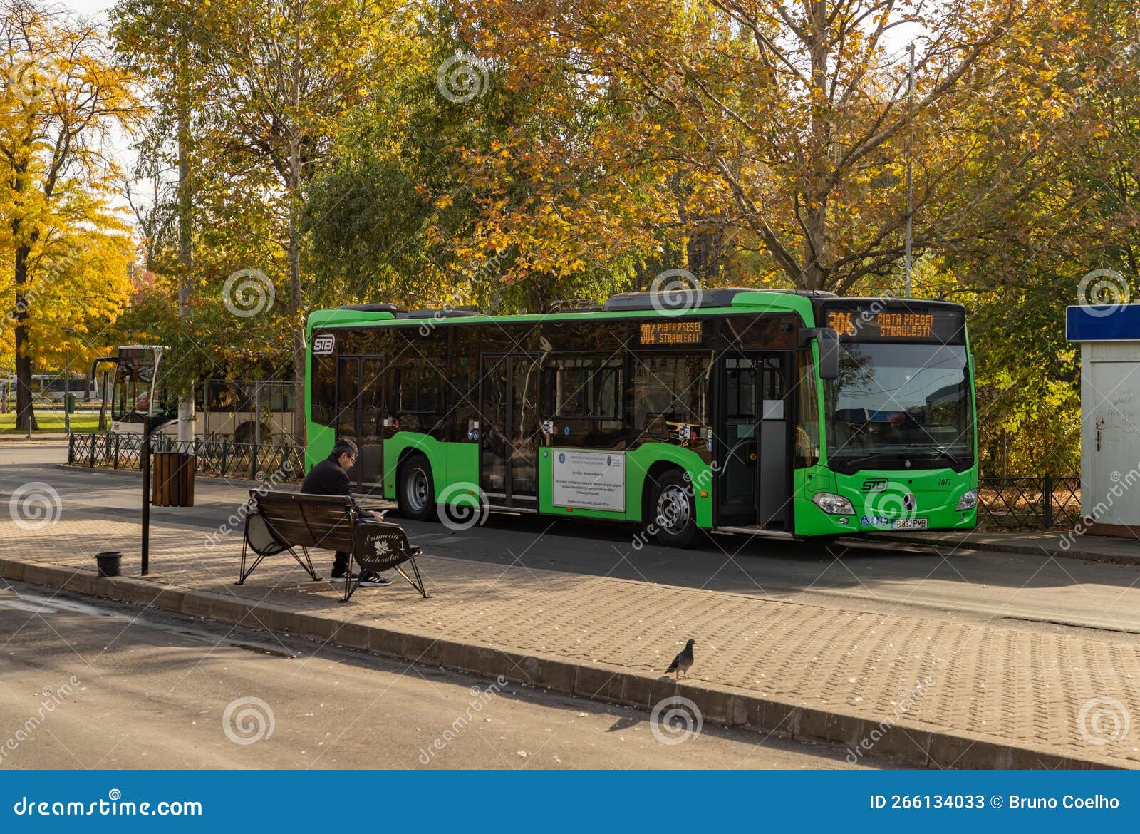 Bucharest Bus in the Fall editorial stock photo. Image of bucharest ...