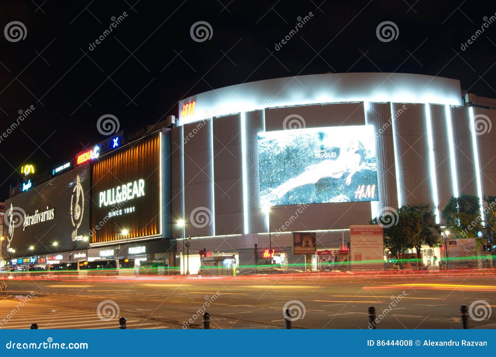 Bucharest Center editorial stock photo. Image of lights - 86444008