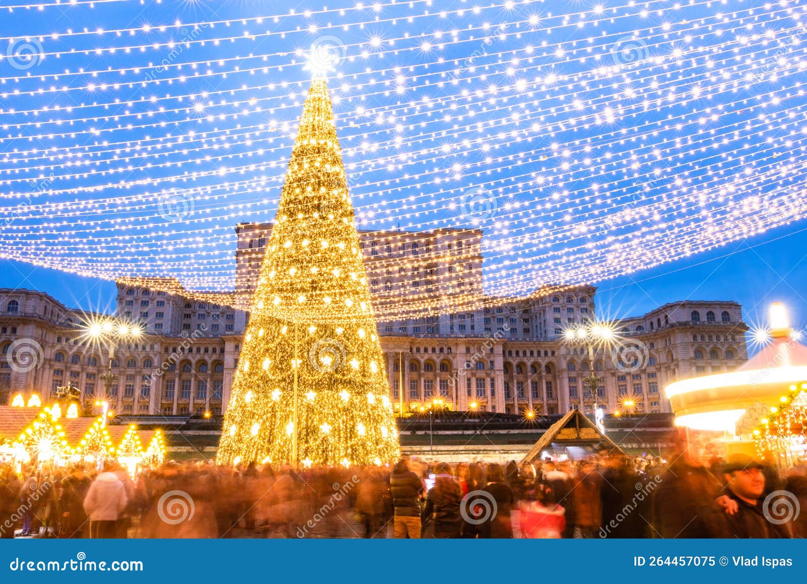 Bucharest Christmas Market at Night Editorial Image - Image of ...
