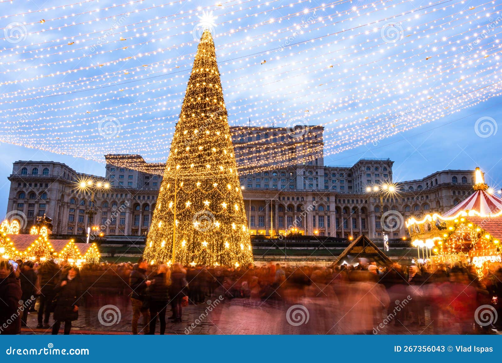 Bucharest Christmas Market at Night Editorial Stock Photo - Image of ...