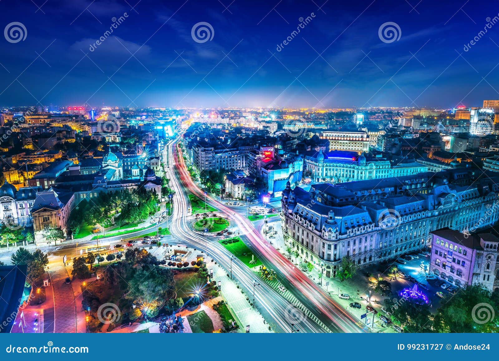 Bucharest stock image. Image of traffic, light, landmark - 99231727