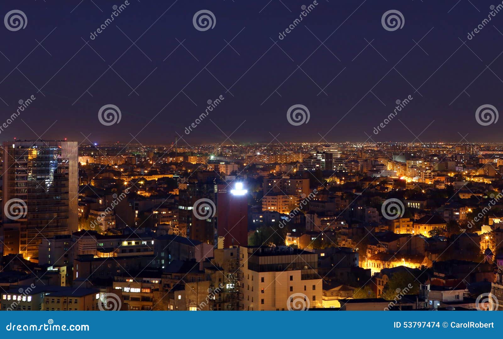 Bucharest city by night editorial stock image. Image of romania - 53797474