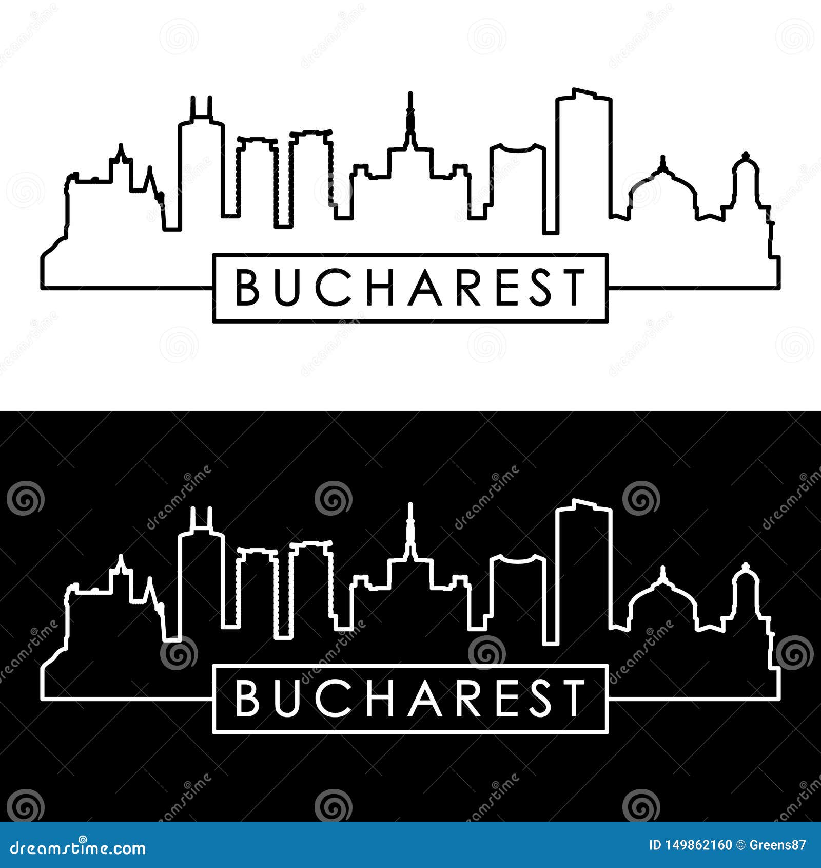 Bucharest City Skyline. Linear Style Stock Vector - Illustration of ...