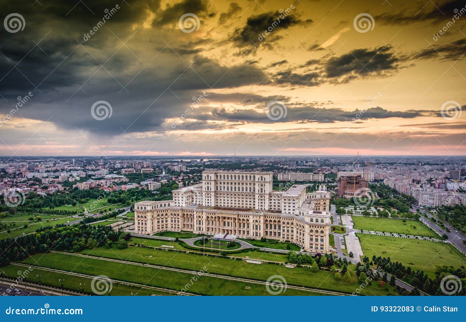 Bucharest City Skyline Panorama at Sunset. HDR Image. Stock Image ...