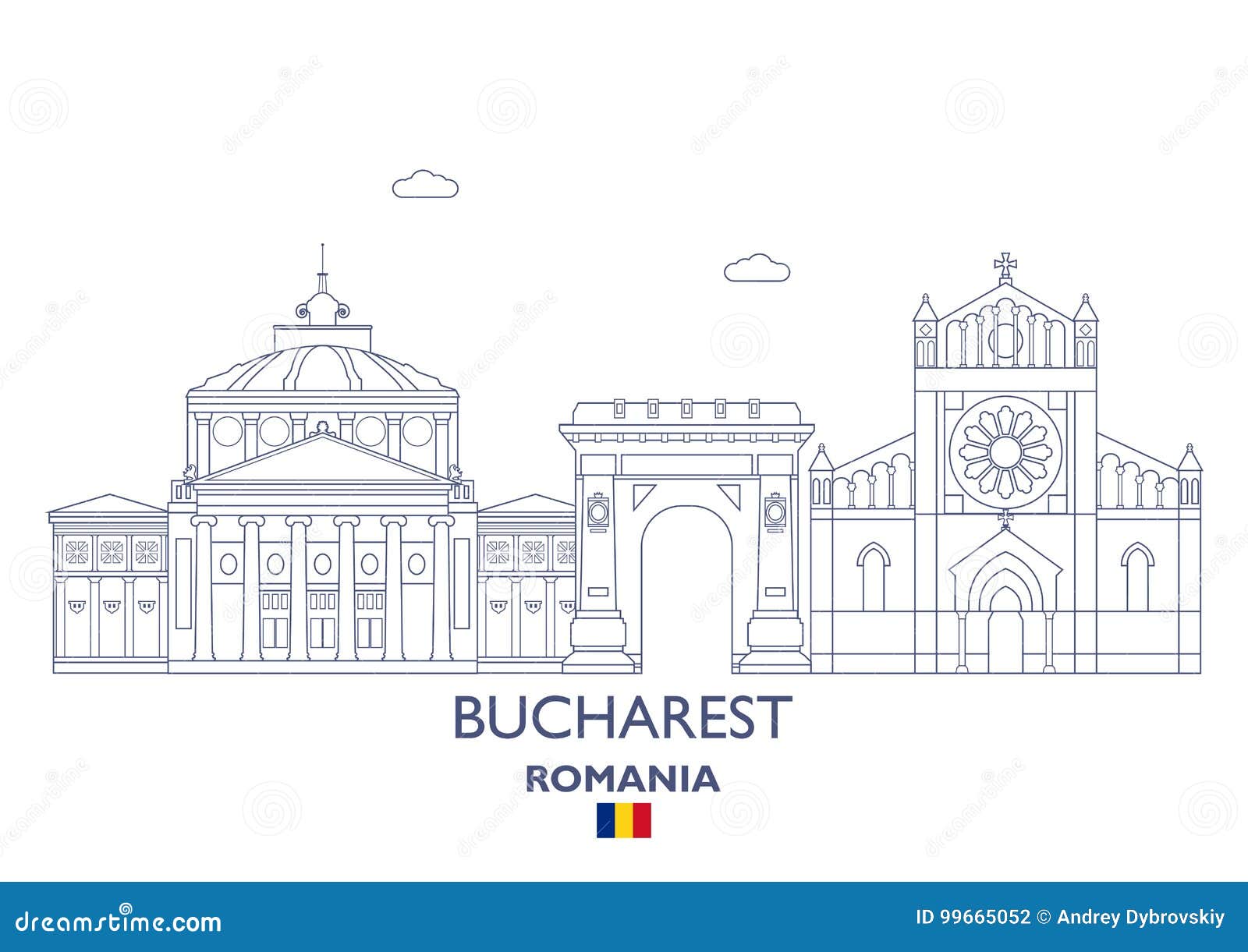 Outline Bucharest Skyline With Landmarks. Vector Illustration ...
