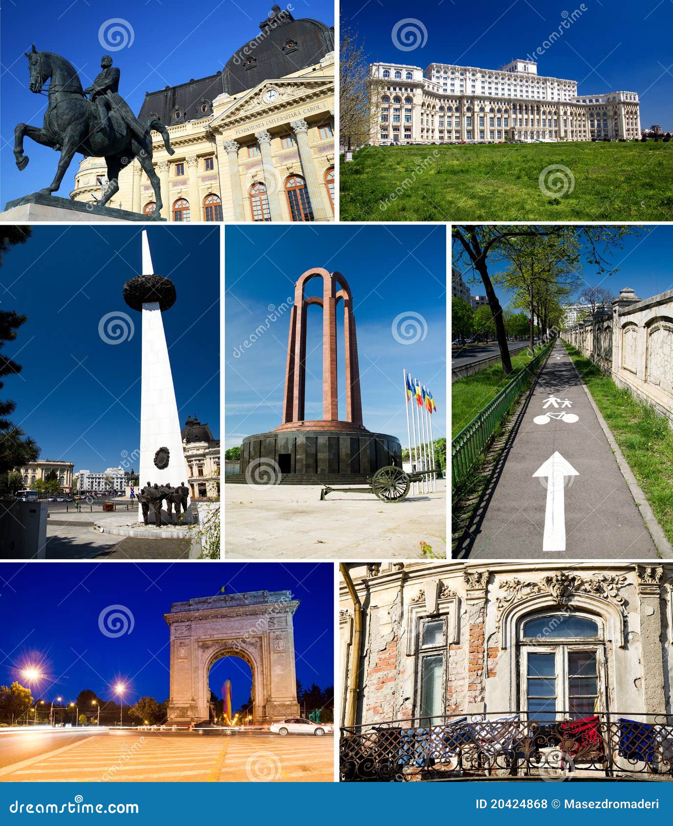 Bucharest collage stock photo. Image of collage, statue - 20424868