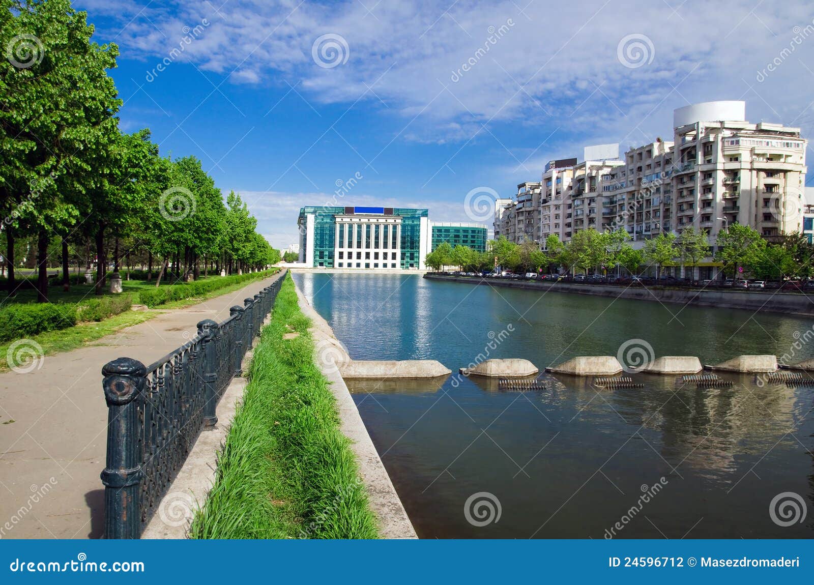 Bucharest - Dambovita River Stock Photo - Image of river, architecture ...