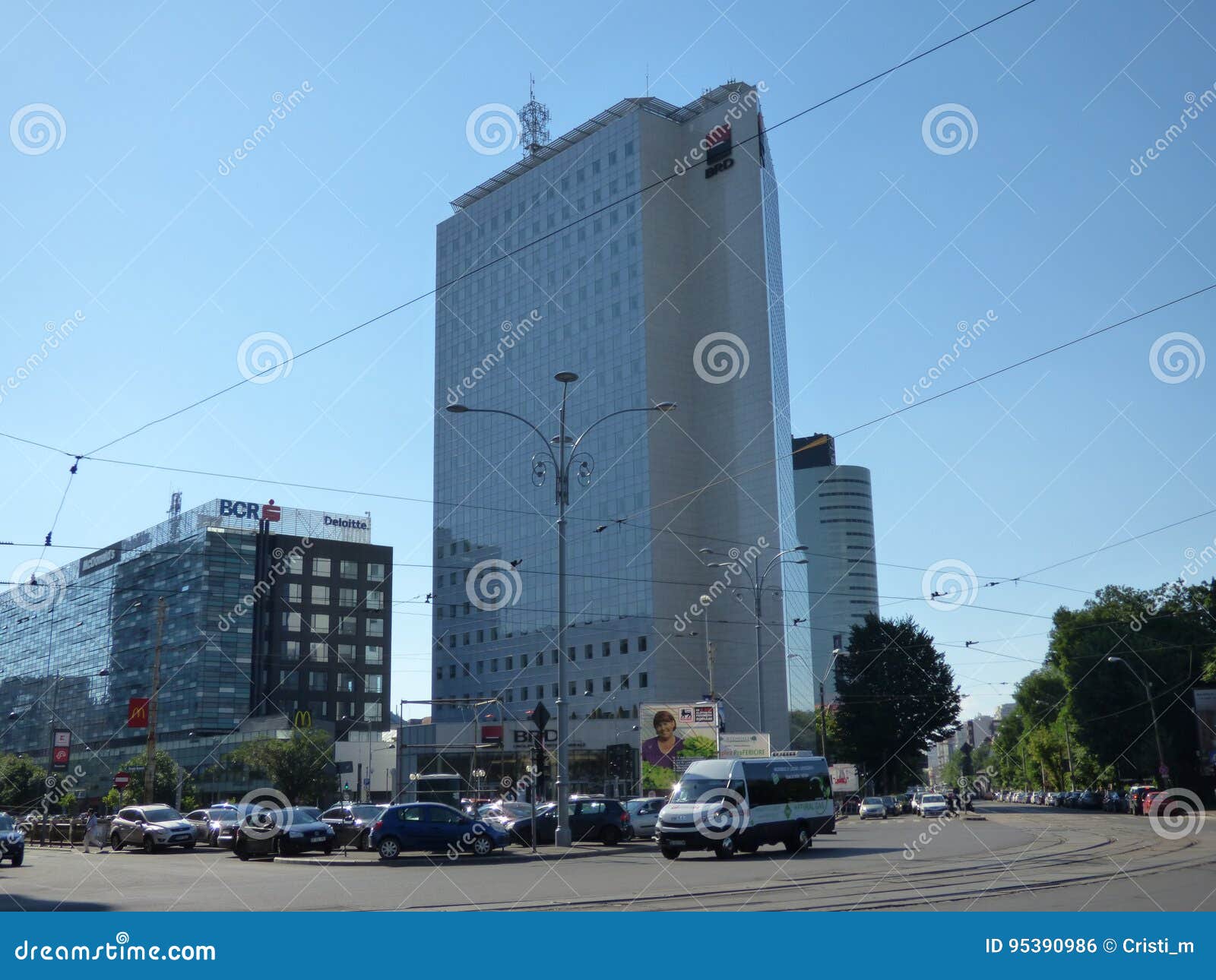 BUCHAREST - JUNE 24: BRD Tower in Victory Square on June 24, 2017 in ...