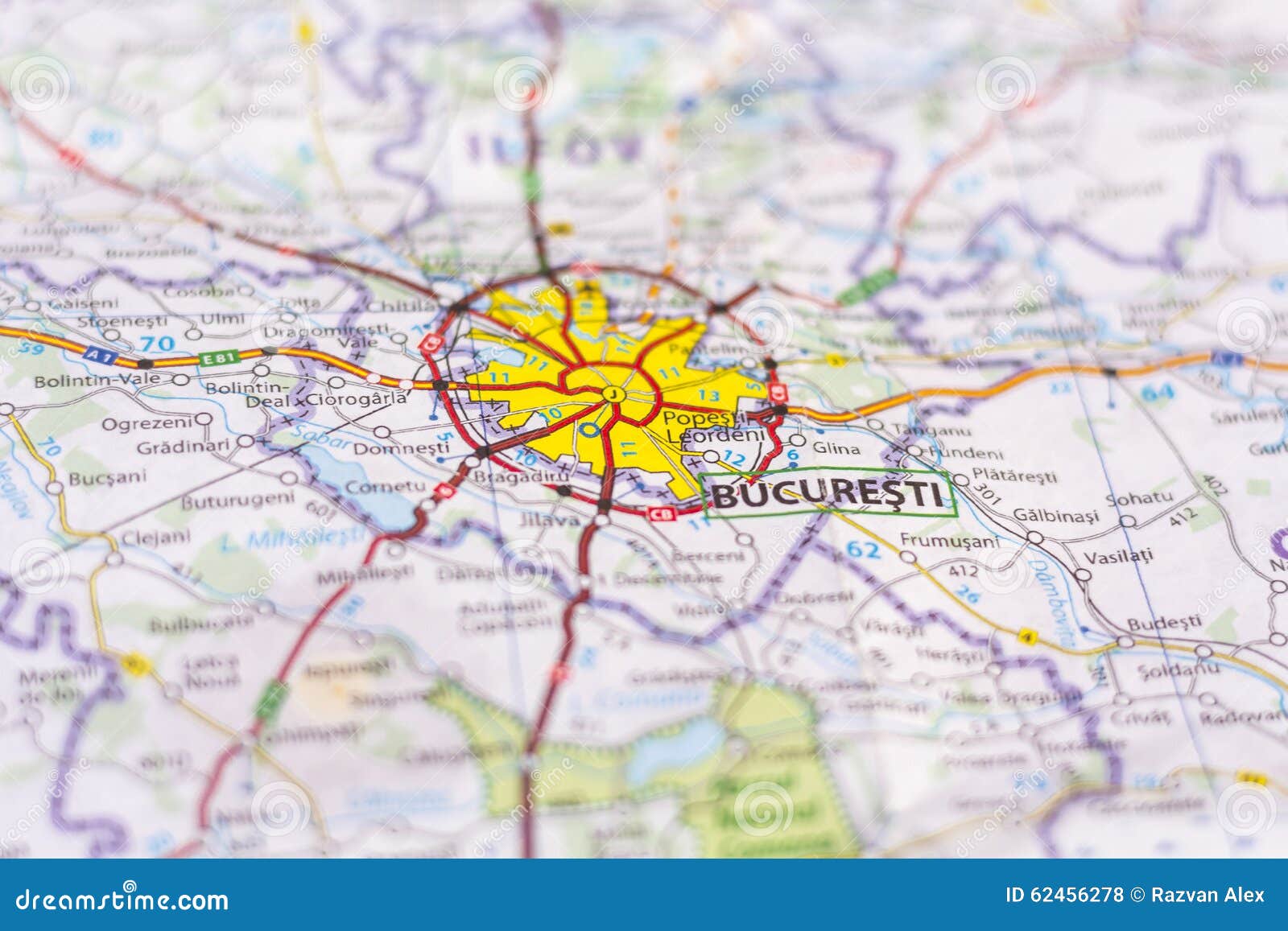 Bucharest on a map stock photo. Image of planning, route - 62456278