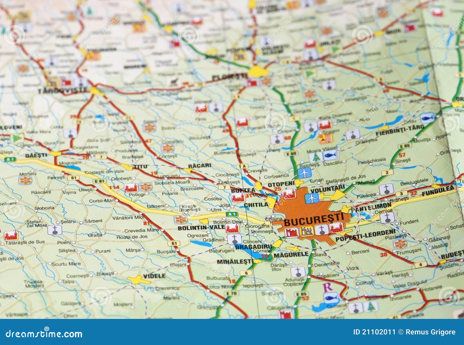 Bucharest on Map - RAW Format Stock Image - Image of travel, education ...