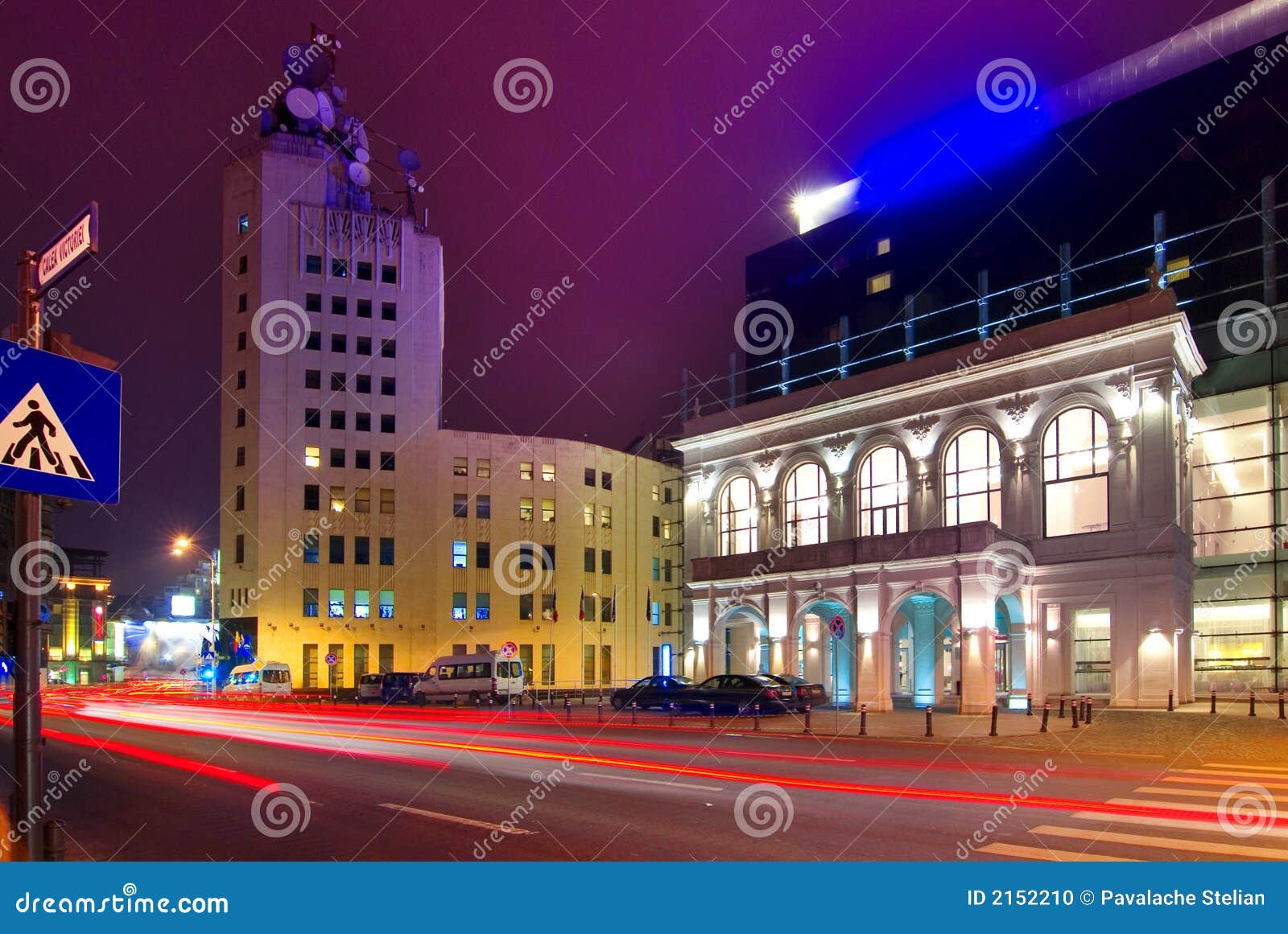 Bucharest at night stock photo. Image of vehicles, motion - 2152210