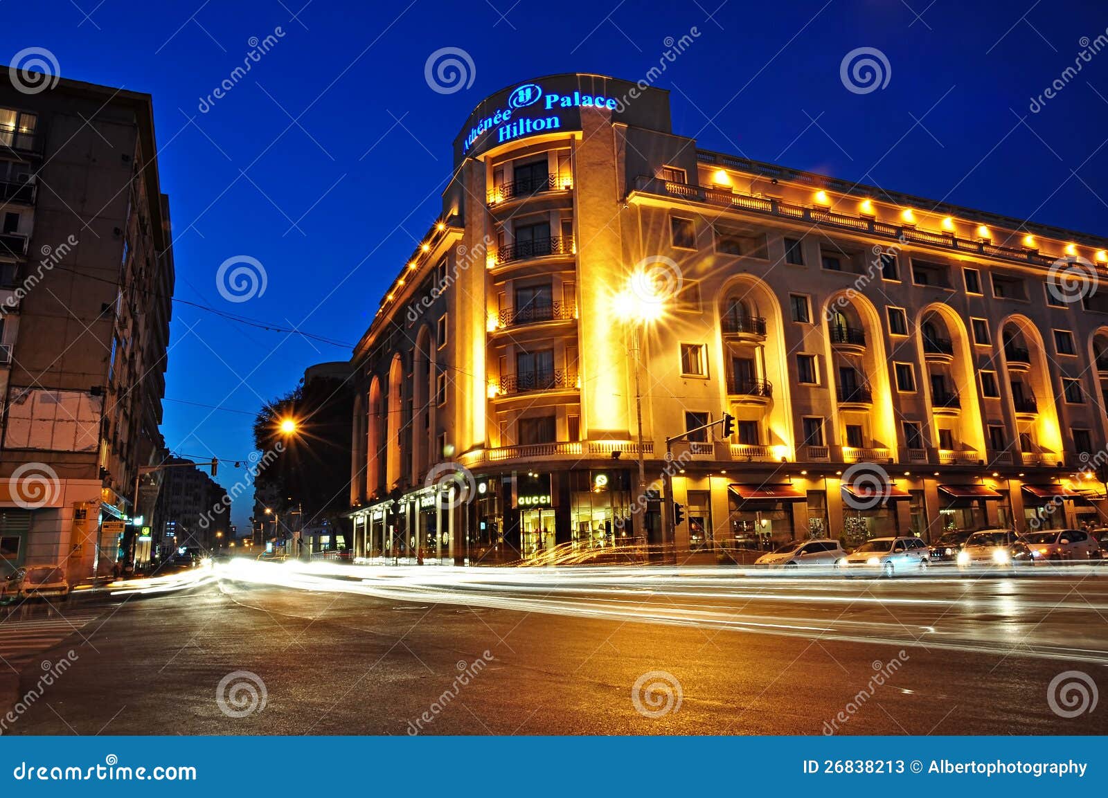 Bucharest night scene 2 editorial stock photo. Image of center - 26838213