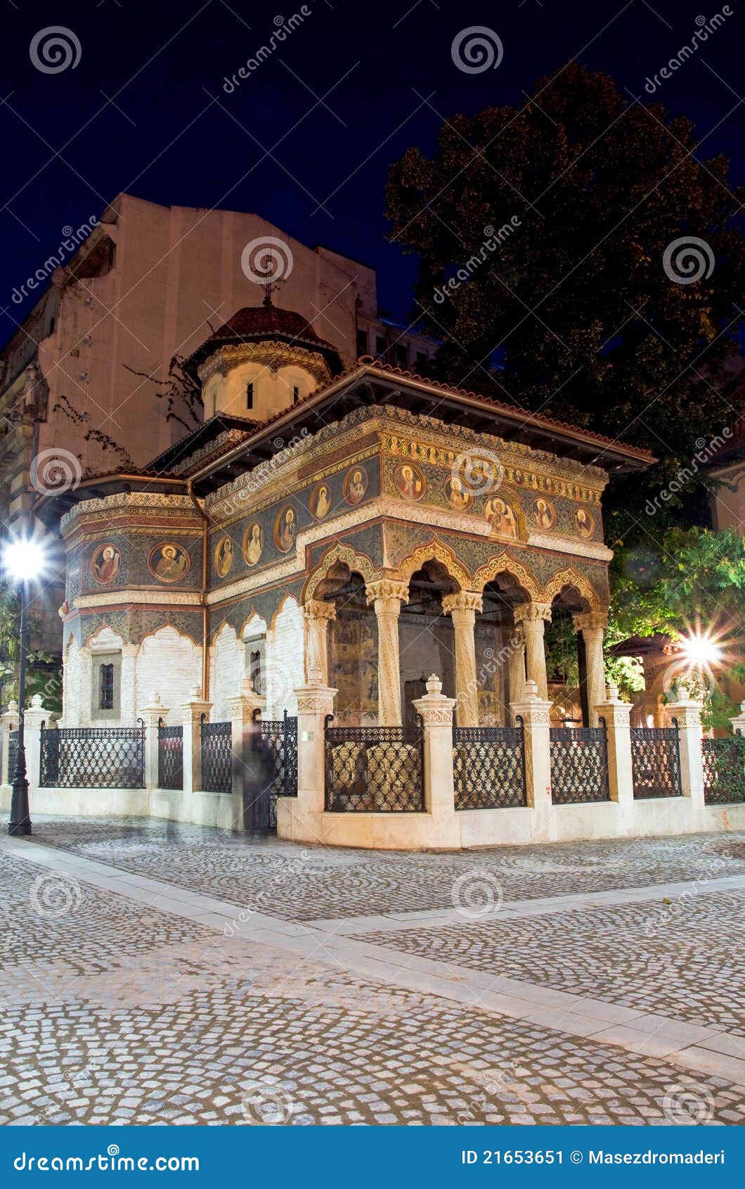 Bucharest by Night - Stavropoleos Monastery Stock Image - Image of ...