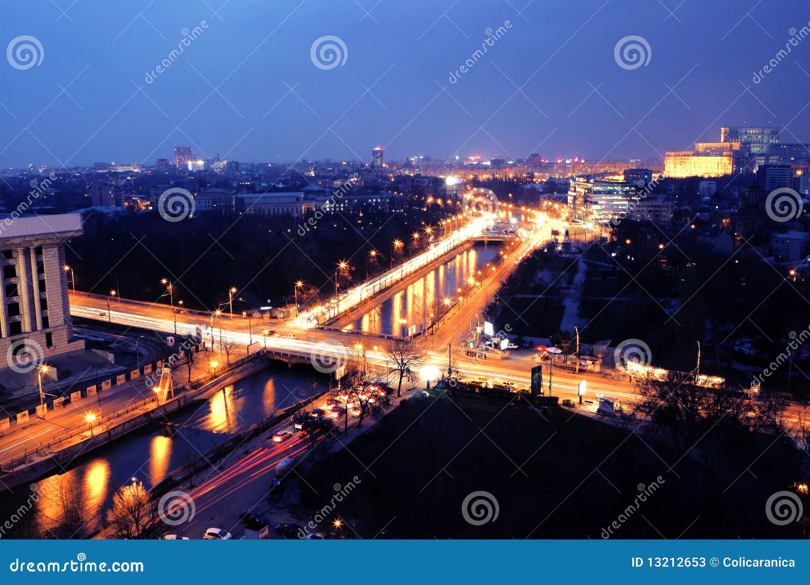 Bucharest night view stock image. Image of bucharest - 13212653
