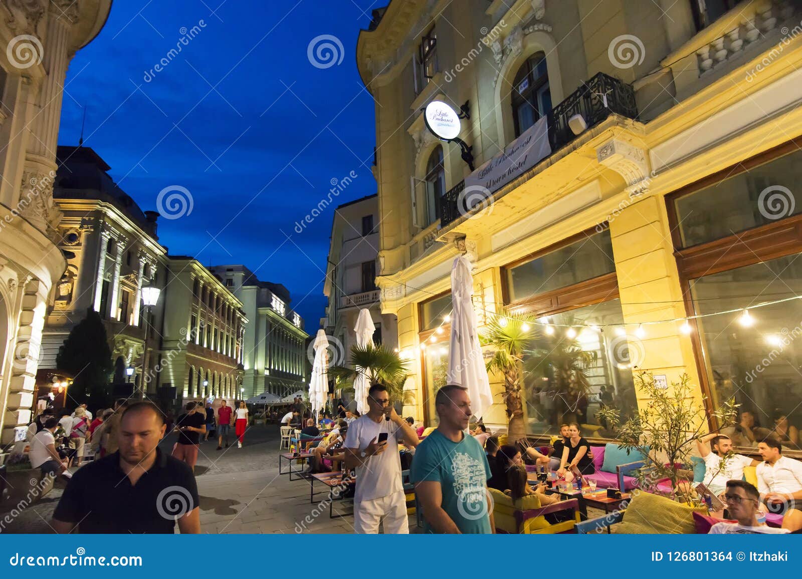 Bucharest Old City at Night , Romania Editorial Stock Image - Image of ...